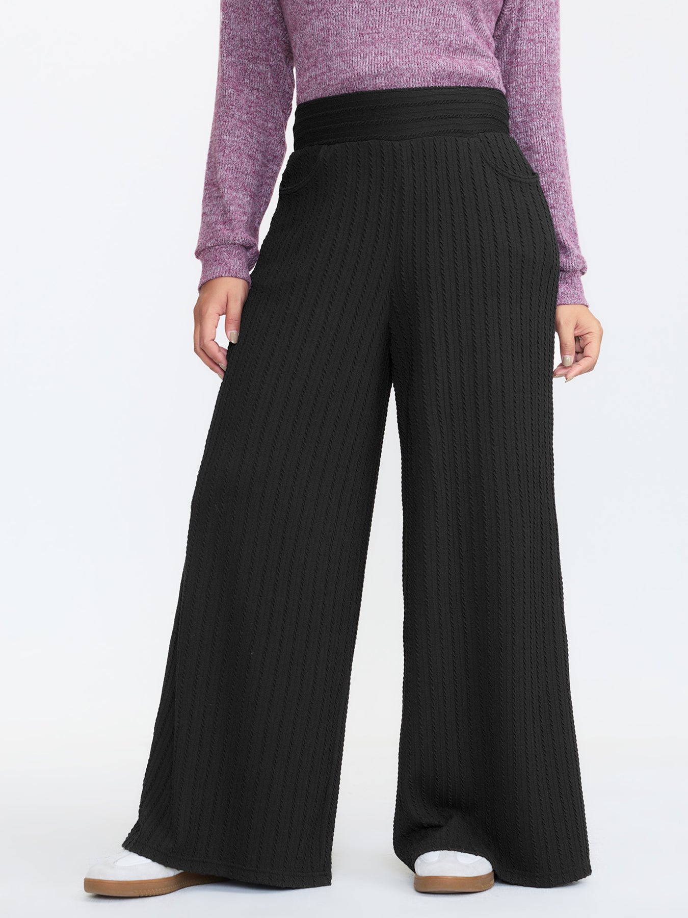 Stretchy Cable Knit Wide Leg Pants – BloomChic-AU