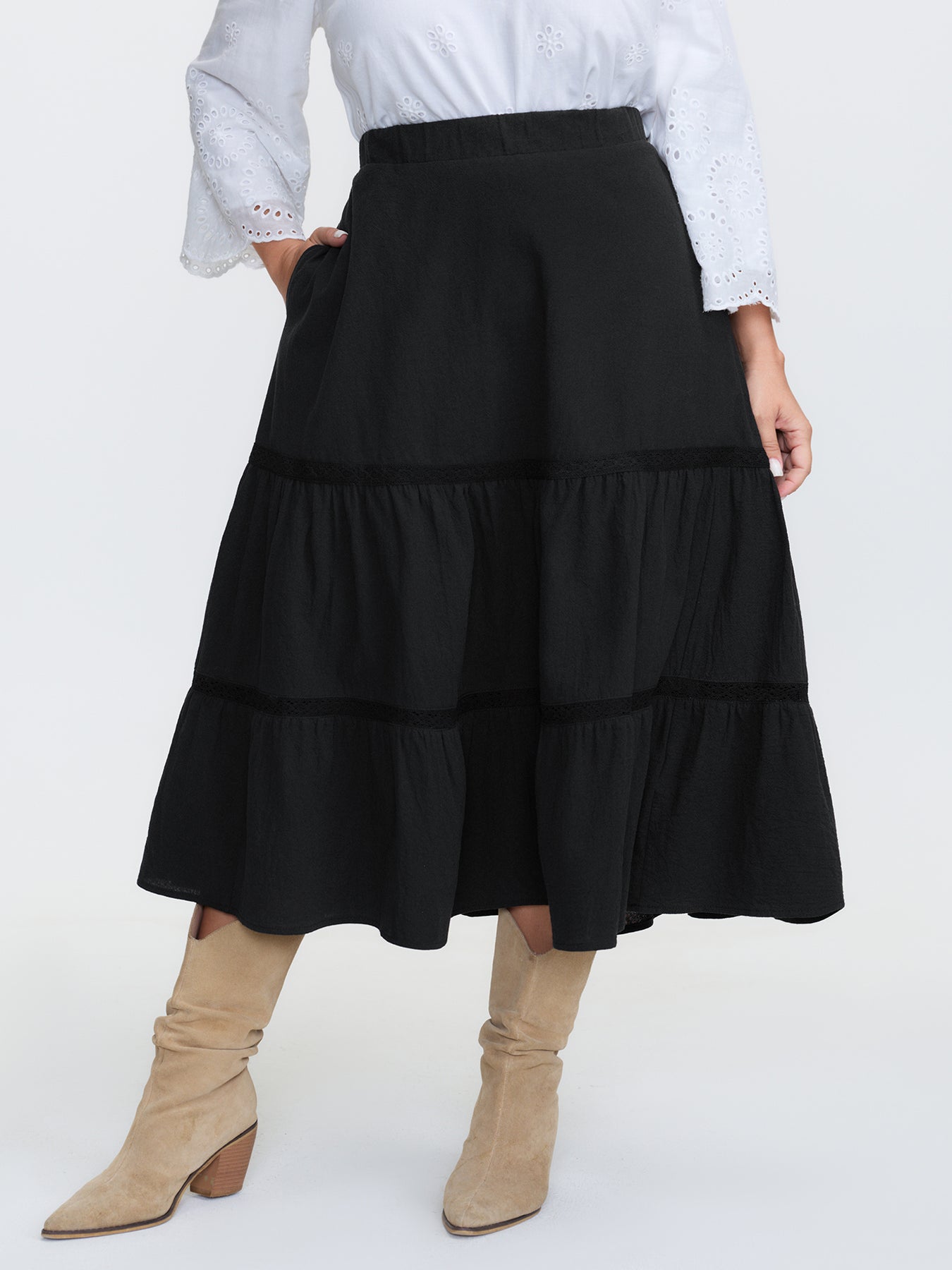Tiered Solid Contrast Midi Skirt – BloomChic-AU